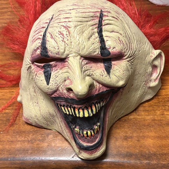 Source Unknown | Other | Killer Clown Mask With Red Hair Horror Latex ...